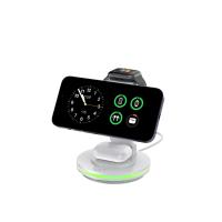 China Multi Function RGB Light Portable Wireless Phone Charger Apple Watch Phone Charger Stand for sale