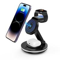 China Magsafe 15w All In One Foldable Wireless Charger Fast Abs Acrylic Material With Lamp for sale