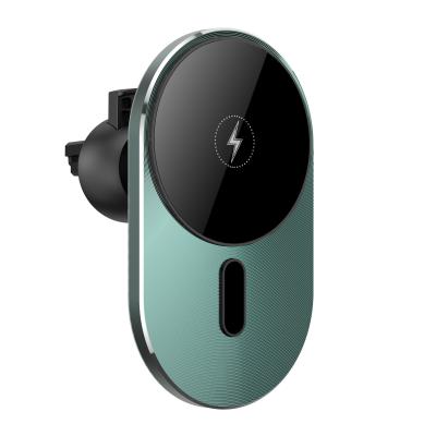 China Wireless 15w Folding Magnetic Car Phone Holder Iphone Magsafe Car Mount Charger for sale