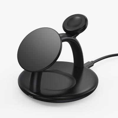 China Portable Triple Charging Station - 15W Magnetic Fast Charging for Phone, Watch, and Headphones, Certified Quality, Space for sale