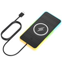 China Apple Compatible Black Wireless Car Charging Pad Charge Non-Slip Pad With RGB Colorful Light for sale