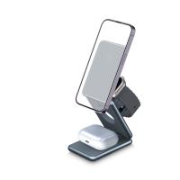China 2024 Folding Aluminum Alloy Wireless Charging Pad for Smart Watches Earphones and Cellphones for sale