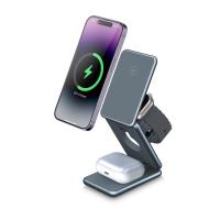 China 2024 Folding Aluminum Alloy Wireless Charging Pad for Smart Watches Earphones and Cellphones for sale