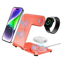 China Stylish High Charging  Effeciency PD/QC Metal Wireless 3 In 1 Charging Stand for sale