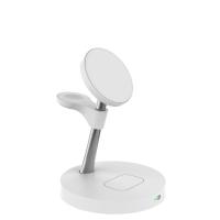 China Zinc Alloy ABS Black White Magnetic Wireless Charger 15W Power 4-in-1 Charging Station for sale