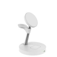 China Zinc Alloy ABS Black White Magnetic Wireless Charger 15W Power 4-in-1 Charging Station for sale