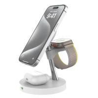 China Zinc Alloy ABS Black White Magnetic Wireless Charger 15W Power 4-in-1 Charging Station for sale