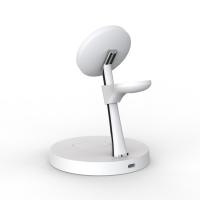 China Zinc Alloy ABS Black White Magnetic Wireless Charger 15W Power 4-in-1 Charging Station for sale