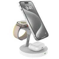 China Zinc Alloy ABS Black White Magnetic Wireless Charger 15W Power 4-in-1 Charging Station for sale