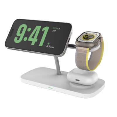 China 15W/10W Wireless Fast Charger for Apple and Samsung White and Black Mobile Bracket Support for Airpods and Samsung Earphones for sale