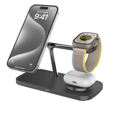 China 15W Qi 2 All in 1 Wireless Charging Station White/Black ABS Zinc Alloy Charger for Apple Samsung Watches for sale