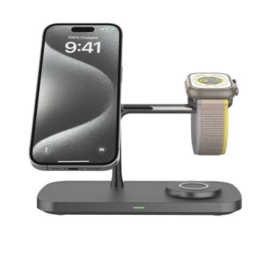China All in 1 Qi 2 Zinc Alloy Wireless Charger with 15W Power LED Indicator for Smartphones Earbuds Watches for sale