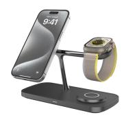 China All in 1 Qi 2 Zinc Alloy Wireless Charger with 15W Power LED Indicator for Smartphones Earbuds Watches for sale