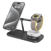 China All in 1 Qi 2 Zinc Alloy Wireless Charger with 15W Power LED Indicator for Smartphones Earbuds Watches for sale