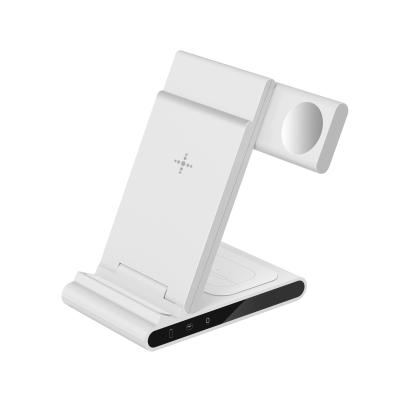 China 10W Foldable Wireless Charging Station for Smartphones Earbuds Apple Watch Overcharge Protection White/Black for sale