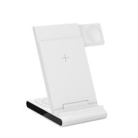 China 10W Foldable Wireless Charging Station for Smartphones Earbuds Apple Watch Overcharge Protection White/Black for sale