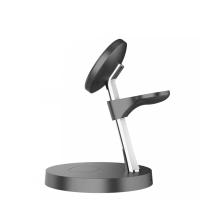 China 3W Watch Position 15W Base Position Folding Wireless Charging Stand With Zinc Alloy ABS Body for sale