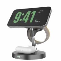 China 3W Watch Position 15W Base Position Folding Wireless Charging Stand With Zinc Alloy ABS Body for sale