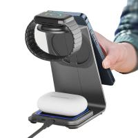 China Fast Wireless Charging Aluminum Alloy Charger for iPhone Samsung Smartphones Earbuds & iWatch for sale