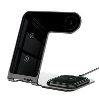China Aluminum Alloy 3 In 1 Wireless Charging Stand 15W Power Over Temperature Protection for sale