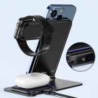 China Aluminum Alloy 3 In 1 Wireless Charging Stand 15W Power Over Temperature Protection for sale