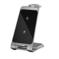 China Aluminum 3 In 1 Wireless Charging Stand for iPhone Samsung Qi Phones Five colors for sale