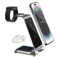 China Aluminum 3 In 1 Wireless Charging Stand for iPhone Samsung Qi Phones Five colors for sale