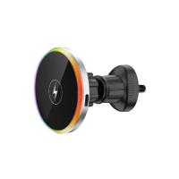 China Magnetic 15W Max Air Vent Wireless Car Charger Silver/Grey for Qi Phones for sale