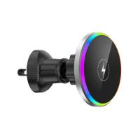 China Magnetic 15W Max Air Vent Wireless Car Charger Silver/Grey for Qi Phones for sale