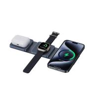 China Foldable Wireless Charger with Aluminum Frame and Silicone Pad for Airpods and Apple Watch for sale