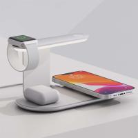 China Aluminum Alloy 3-in-1 Night Light Wireless Charger Stand with 15W/10W/7.5W 5W Output for sale