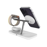 China All In 1 Qi Magnetic Portable Wireless Charger 15W Fast Charger White Black for sale