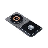 China Mobile Phone Watch Earphone 15W Foldable Travel Wireless Charger Blue and Grey for sale