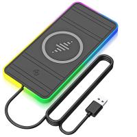 China Apple Phone Black Compatible Car Wireless Charging Pad With Power Protection RGB light for sale