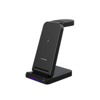 China ABS Metal Silicone Material 3-in-1 Portable Wireless Charger for Smartphones Headphones and Iwatch for sale
