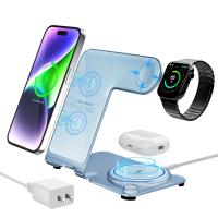 China CE FCC ROHS Aluminum Alloy 3 in 1 Wireless Charger for Phone Input 9V-2A QC or PD for sale