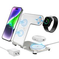 China CE FCC ROHS Aluminum Alloy 3 in 1 Wireless Charger for Phone Input 9V-2A QC or PD for sale