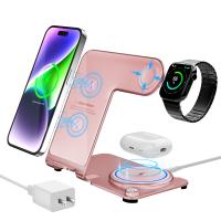 China CE FCC ROHS Aluminum Alloy 3 in 1 Wireless Charger for Phone Input 9V-2A QC or PD for sale