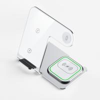 China Aluminum Alloy 3 In 1 Qi Bracket Wireless Charger 12v Input Voltage 110-205khz Working Frequency for sale