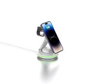 China ABS Acrylic 4 In 1 Magnetic Wireless Mobile Battery Charger Black White Purple Gray PD20W Adapter for sale