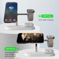 China All In 1 Magnetic Wireless Charger T256 15W/10W/7.5W/5W Three Postion Support Fast Charge With Nightlight for sale