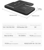 China T258 Wireless Fast Charger 5-In1 Folding Charger Support 15W/10W/7.5W/5W With Night Light Dual Coil-Charger for sale