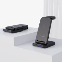 China New arrival S90 Intelligent Wireless Fast Charger 15W ABS+Metal+Silicon 3-In 1 Wireless Charger Foldable fast charger for sale