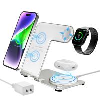 China Y91 Stand Type Wireless Charger 15W 3 In 1 Fast Charger Suppport Iwatch Aluminum Alloy Fast Charger for sale