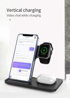 China 3-In 1 Wireless Fast Charger Apple/Samsung 15W/10W Stand Charger Support Apple Watch  QiI Chargering Protocol Standard Charger for sale