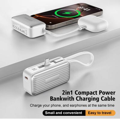 China 4800mah Mobile Phone Mini Power Bank Wireless Charger With Dual Type-C Interface for sale