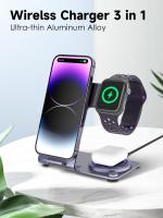 China Y91 2025 3 in 1 Portable Wireless Fast Charger Stand Type-C Power Supply 2.5W Output Power Aluminum Alloy for sale