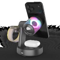 China Stylish Qi 2.2 Wireless Charger and Bluetooth 5.2 Speaker Combo Support both Samsung & Apple Devices for sale