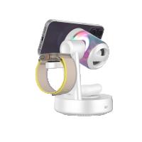 China Qi2.2 All in one Wireless charger Cell Phone Stand with Bluetooth Speaker, Colorful LED Lights for sale