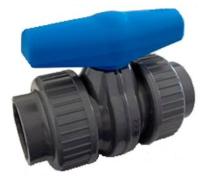 China +GF+ 355 PVC-U Double Union Ball Valve 1-1/4